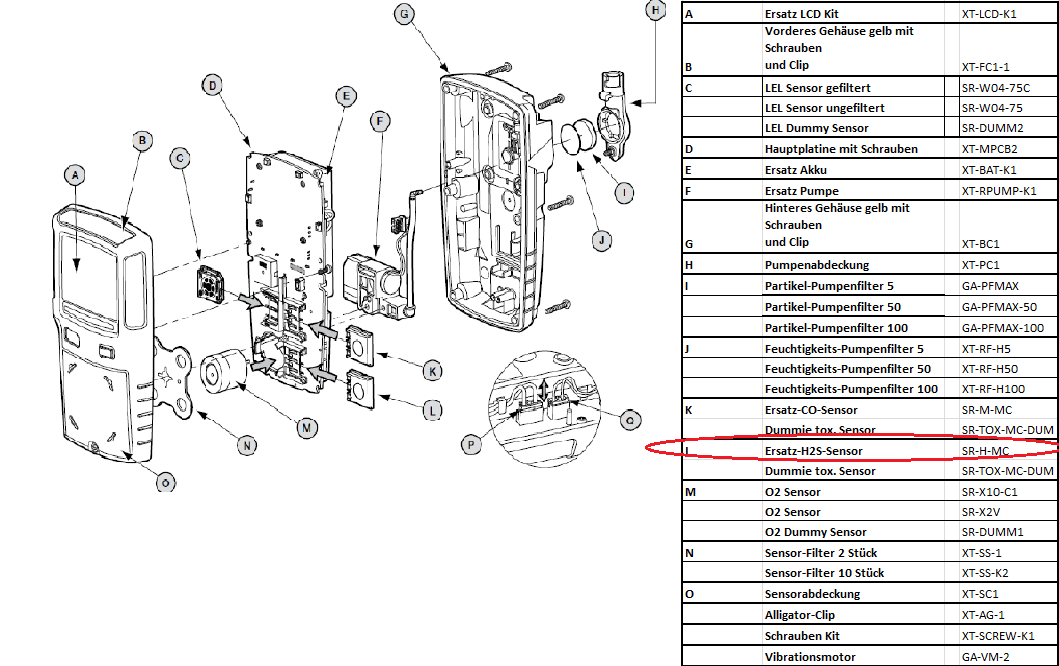 BWTE-SR-H-MC H2S Sensor für das Gaswarngerät Micro Clip XL und Micro ...